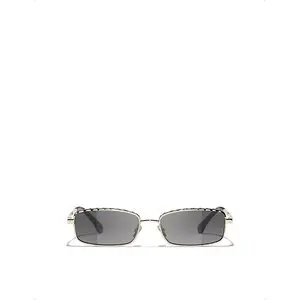 Chanel Ch4295 Rectangle-frame Metal Sunglasses - Gold