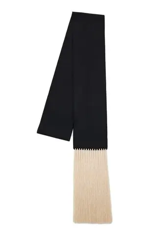 MAISON MAGDALENA Exclusive Brisa Slim Fringed Wool-cashmere Scarf - Black