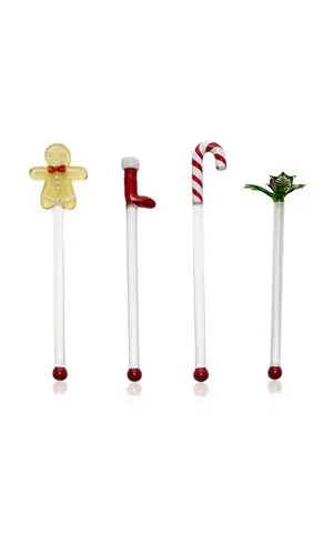MODA DOMUS Set-of-four Holiday Cocktail Stirrers - Multi