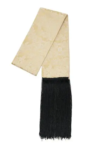 MERCI C'EST VINTAGE Antique Fringed Silk-jacquard Scarf - Multi