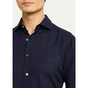 Zegna Cotton And Cashmere Check Casual Button-down Shirt