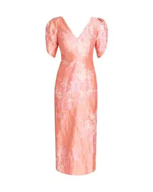Erdem Floral-print Textured Satin Midi Dress