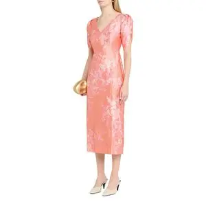 Erdem Floral-print Textured Satin Midi Dress