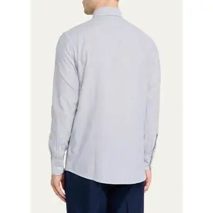 Zegna Cotton And Cashmere Pinstripe Modern-fit Sport Shirt - Blue