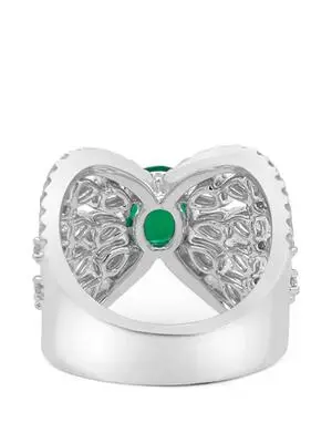 HYT JEWELRY Emerald And Diamond Ring - Silver