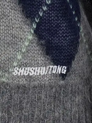SHUSHU/TONG Argyle V-neck Wool And Mohair Jumper