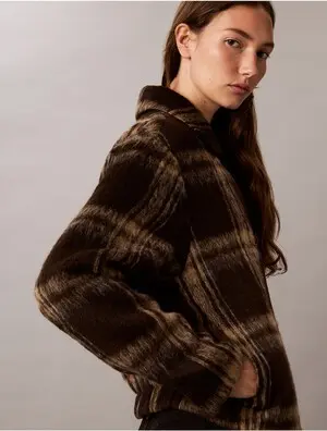 Calvin Klein Plaid Wool Blend Shirt Jacket