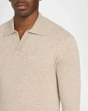 Frescobol Carioca Apos;s Wool Knit Johnny-collar Polo Sweater - Beige