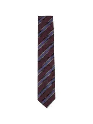Brioni Diagonal-stripe Jacquard Tie - Red