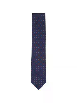 Canali Geometric-patterned Silk Tie - Blue