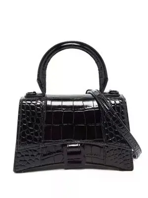 Balenciaga Xs Hourglass Croc-embossed Tote Bag