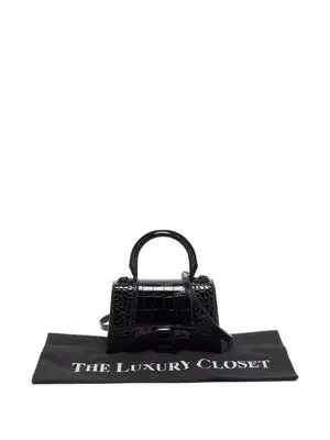 Balenciaga Xs Hourglass Croc-embossed Tote Bag