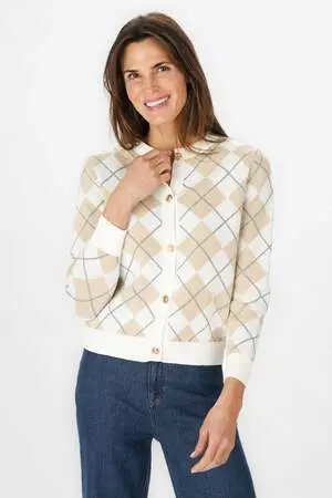 DUFFIELD LANE Argyle Cardigan - Ivory