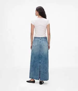 Karl Lagerfeld Denim Belted Maxi Skirt