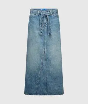 Karl Lagerfeld Denim Belted Maxi Skirt