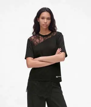 Karl Lagerfeld Lace Panel T-shirt