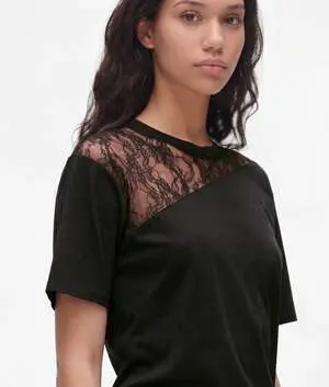 Karl Lagerfeld Lace Panel T-shirt