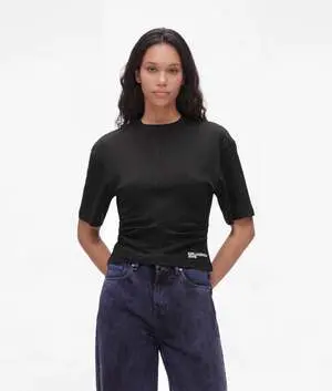 Karl Lagerfeld Wide-sleeved Gathered T-shirt - Black