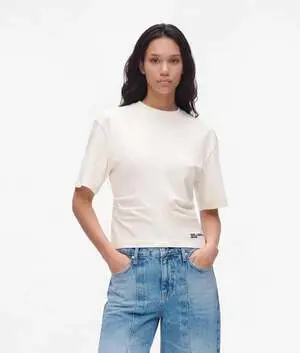 Karl Lagerfeld Wide-sleeved Gathered T-shirt - Egret
