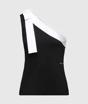 Karl Lagerfeld One-shoulder Bow Top