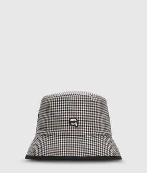 Karl Lagerfeld Ikon Reversible Checked Bucket Hat