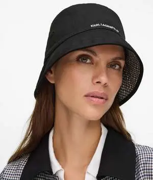 Karl Lagerfeld Ikon Reversible Checked Bucket Hat