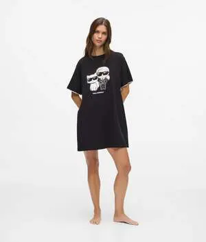 Karl Lagerfeld Ikon Pajama Dress - Black