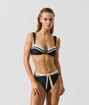 Karl Lagerfeld Contrast Trim Bikini Top - Black
