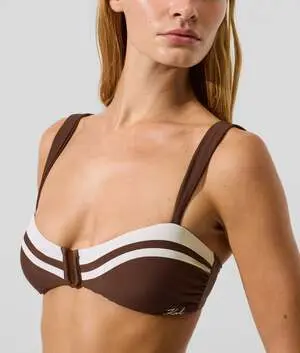 Karl Lagerfeld Contrast Trim Bikini Top - Chestnut