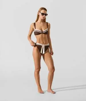 Karl Lagerfeld Contrast Trim Bikini Top - Chestnut