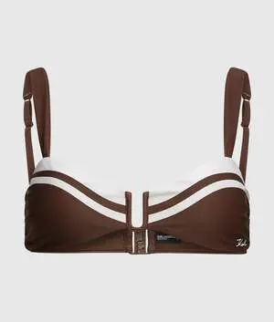 Karl Lagerfeld Contrast Trim Bikini Top - Chestnut