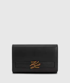 Karl Lagerfeld K/autograph Medium Flap Wallet - Black/gold