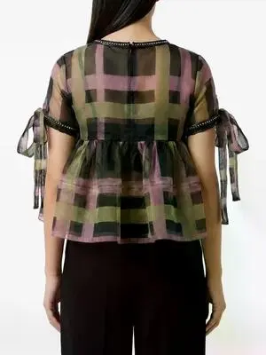 PAPER DOLLS Plaid-print Organza Blouse