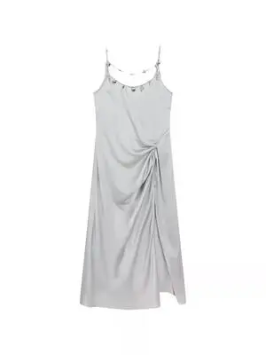 PRIVATE POLICY Charm-embellished Slip Midi Dress