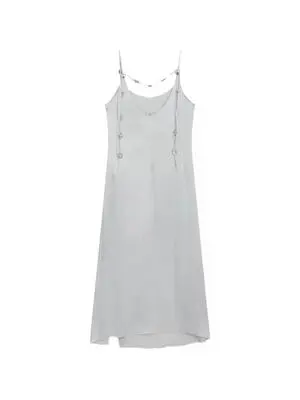 PRIVATE POLICY Charm-embellished Slip Midi Dress