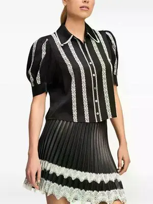 Cinq À Sept Nalea Lace-trim Puff-sleeve Top