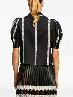 Cinq À Sept Nalea Lace-trim Puff-sleeve Top
