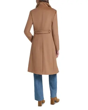 Cole Haan Stand Collar Wool Blend Coat