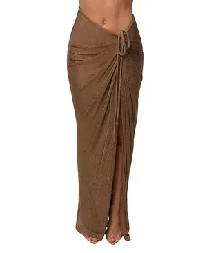 JLUXLABEL Noelia Metallic Slit Skirt - Bronze