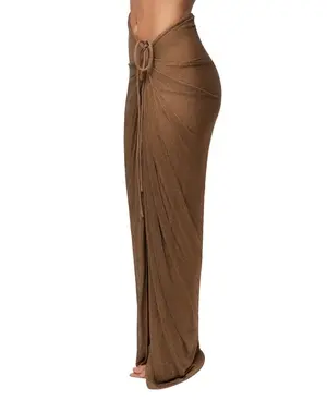 JLUXLABEL Noelia Metallic Slit Skirt - Bronze