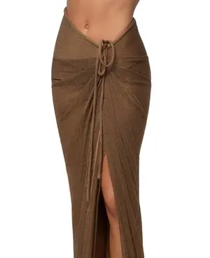 JLUXLABEL Noelia Metallic Slit Skirt - Bronze
