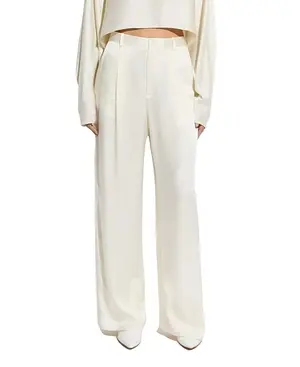 Lapointe Satin Relaxed Pleated Pant - Cream