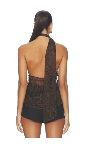 Superdown Gabriette Choker Top In Brown