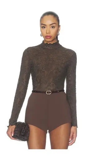 Astr The Label Kyra Top In Brown - Truffle