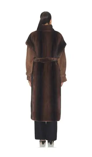 DUCIE Harper Long Fur Coat In Brown - Coco