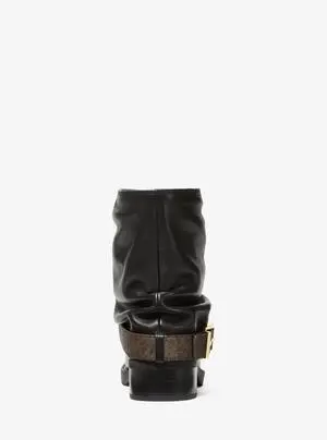 Michael Kors Colby Leather And Signature Logo Ankle Boot In Size By