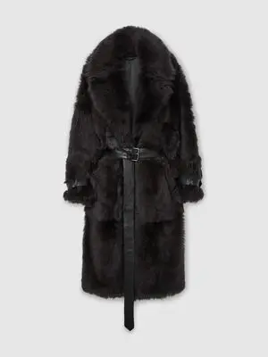 ATELIER Shearling Belted Long Coat