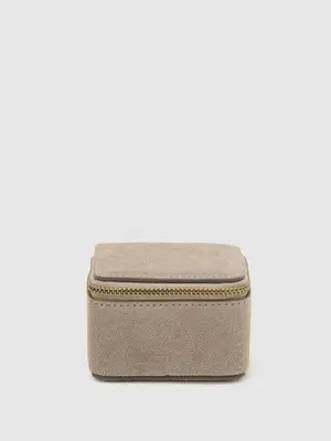 REISS Fern Small Suede Jewellery Case Bag - Grey