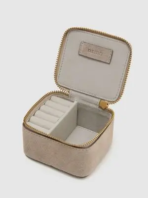 REISS Fern Small Suede Jewellery Case Bag