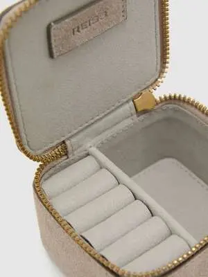REISS Fern Small Suede Jewellery Case Bag
